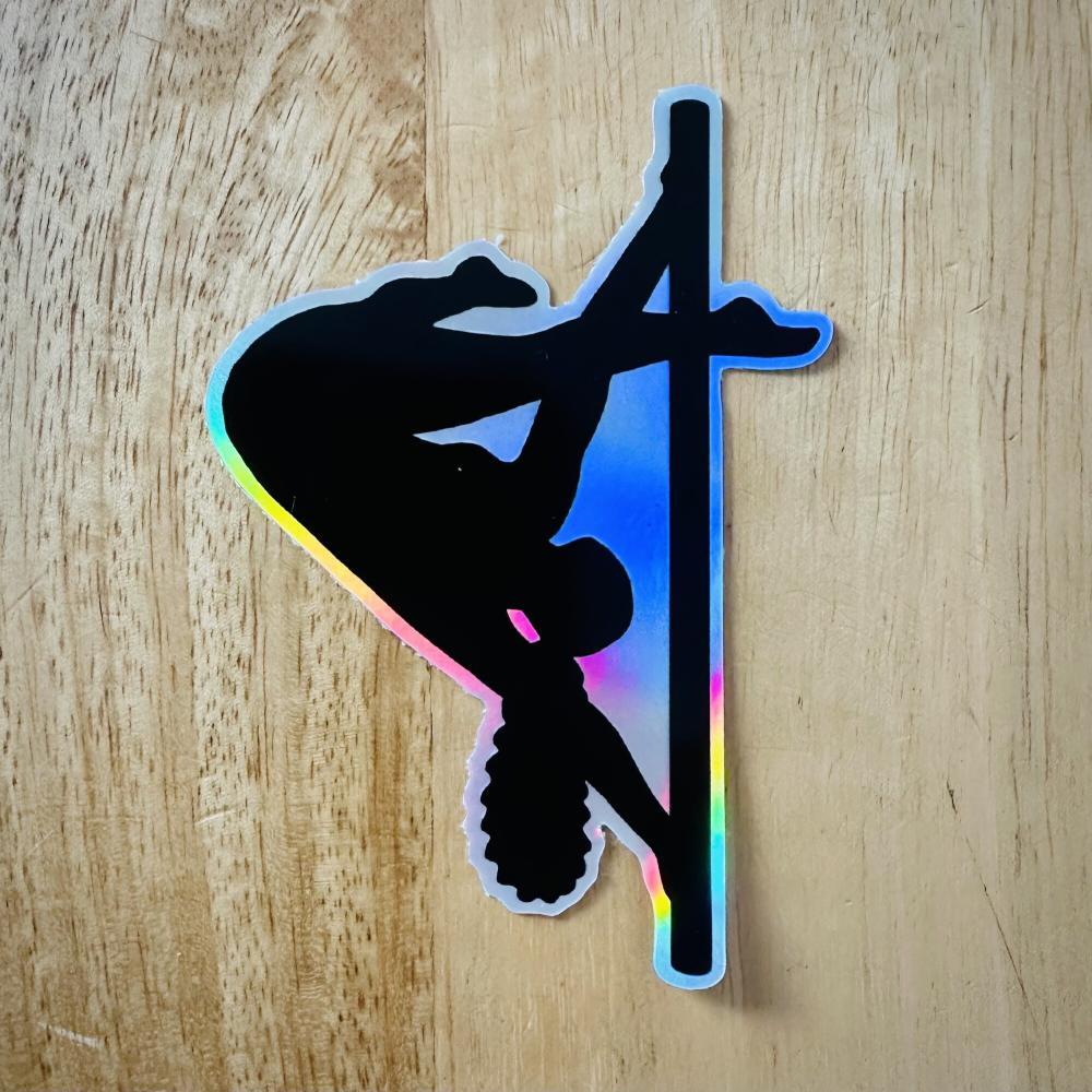 Pole Dancer Posing Holographic Sticker (Ayesha) | Socially Rockward