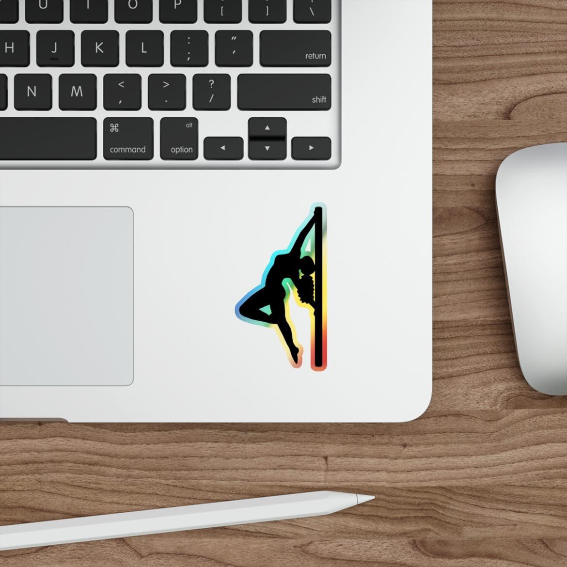 Pole Dancer Posing Holographic Sticker (Split Grip) | Socially Rockward